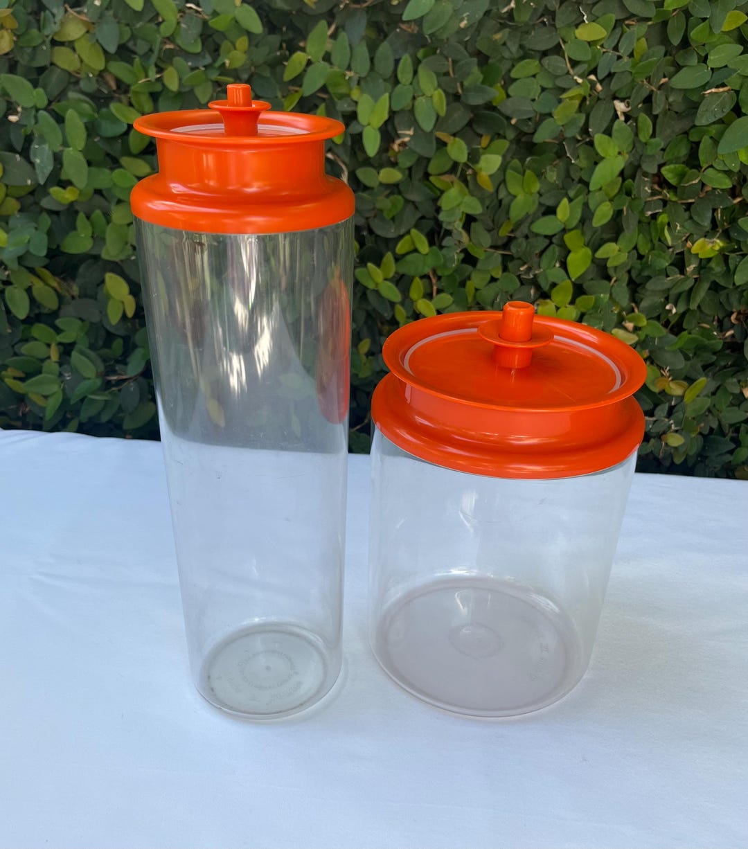 Vintage Tupperware Storage Containers in Clear Acrylic With Orange Lids ...