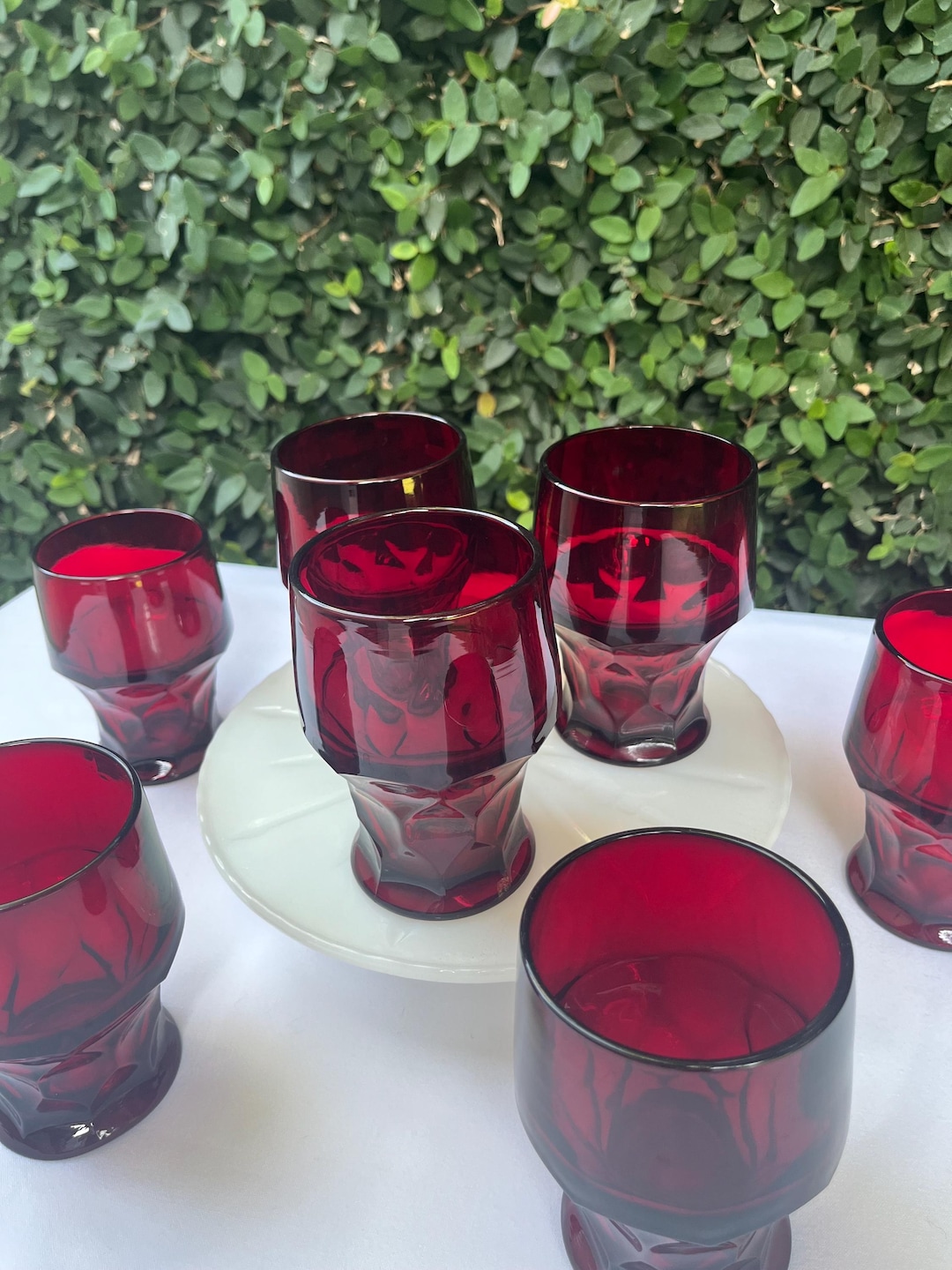 Viking Glass Ruby Red Glasses in Georgian Pattern Set of 7- They Glow ...