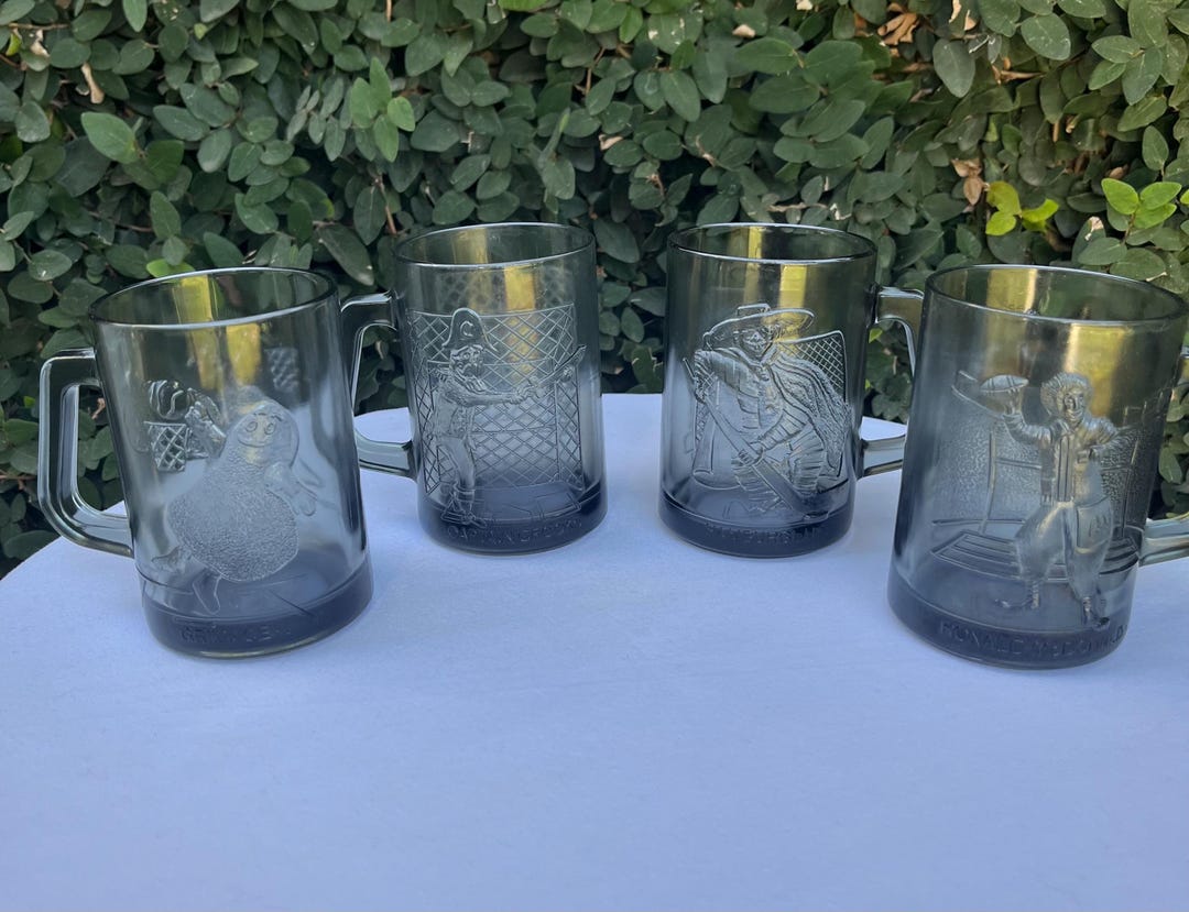 Mcdonald's Smokey Gray Mugs Set of 4, Ronald Mcdonald, Grimace, Captain ...