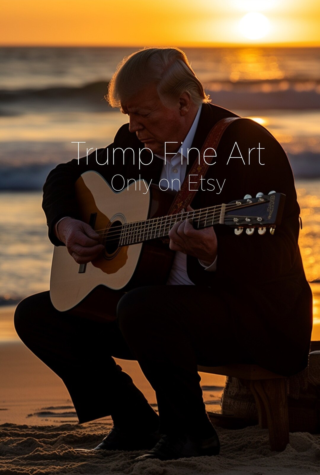 The Music Man - Trump Playing Guitar on the Beach - Digital Download - Etsy
