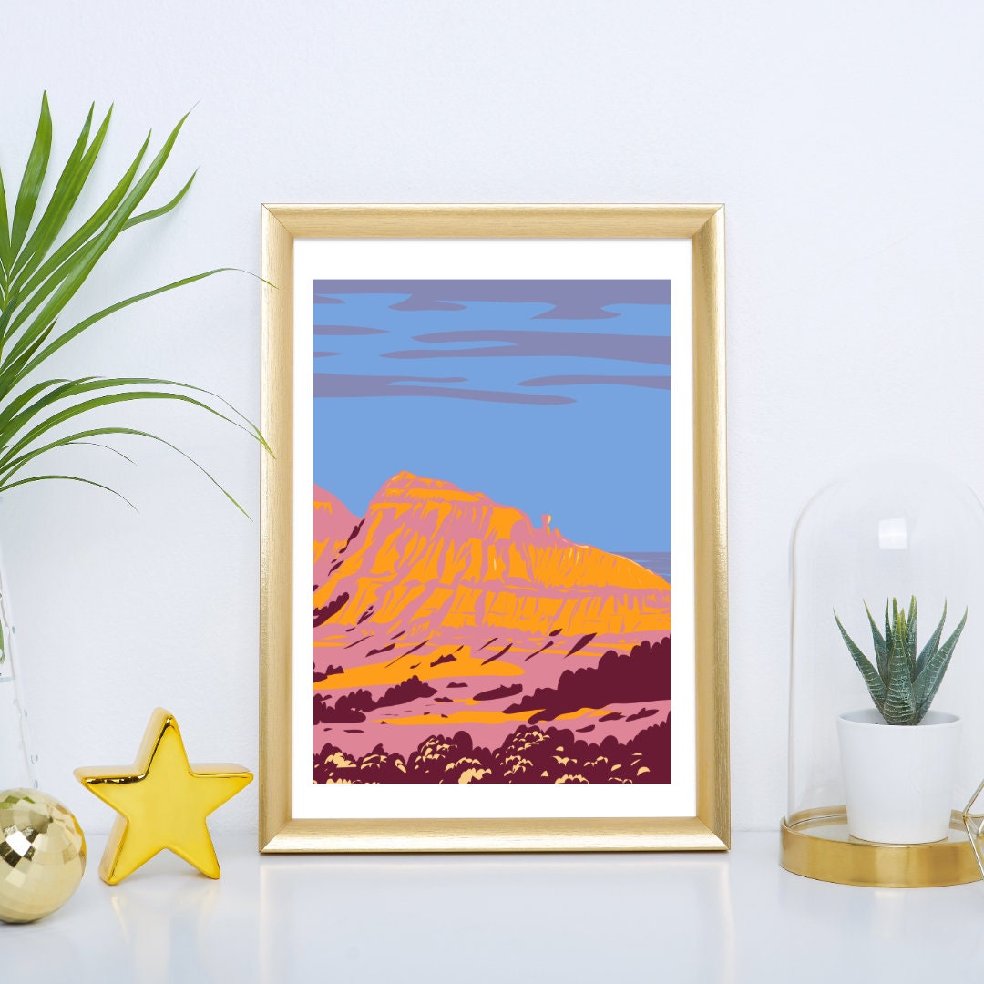 Mountain Red Rock Utah Desert Poster Vintage Digital Download Wall ...