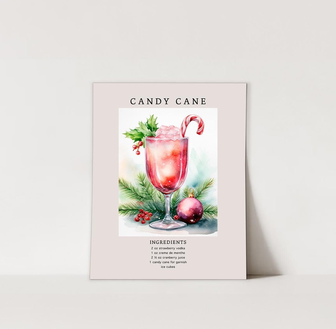 Christmas Drink Decore Signature Cocktail Print Holiday Bar Menu ...