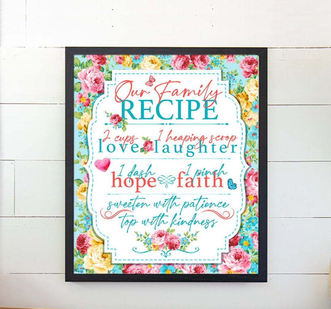 Family Recipe Framed Farmhouse Poster Pioneer Woman Decor Farmhouse ...