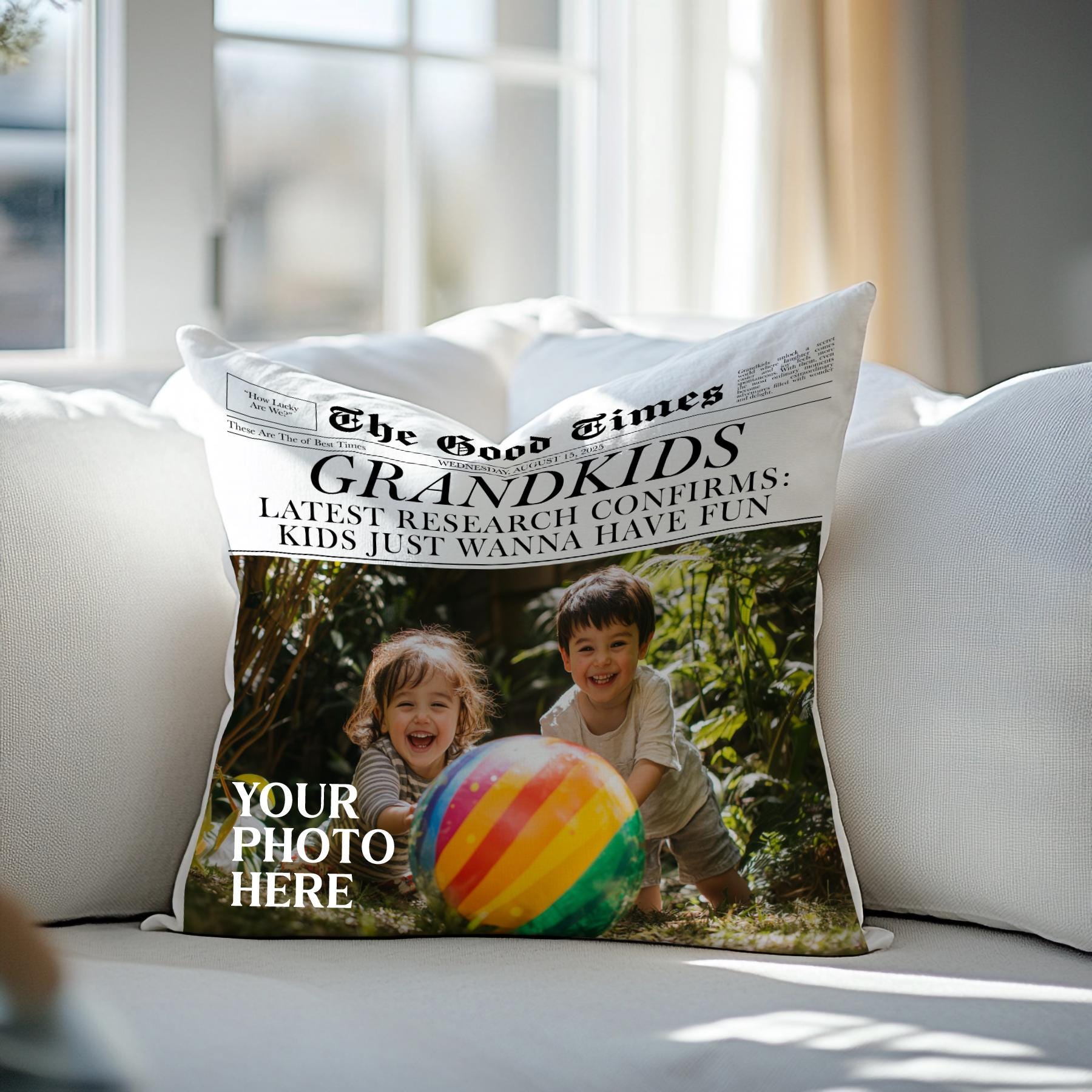 Personalized Grandma's Newspaper Pillow Cover Personalized Newspaper ...