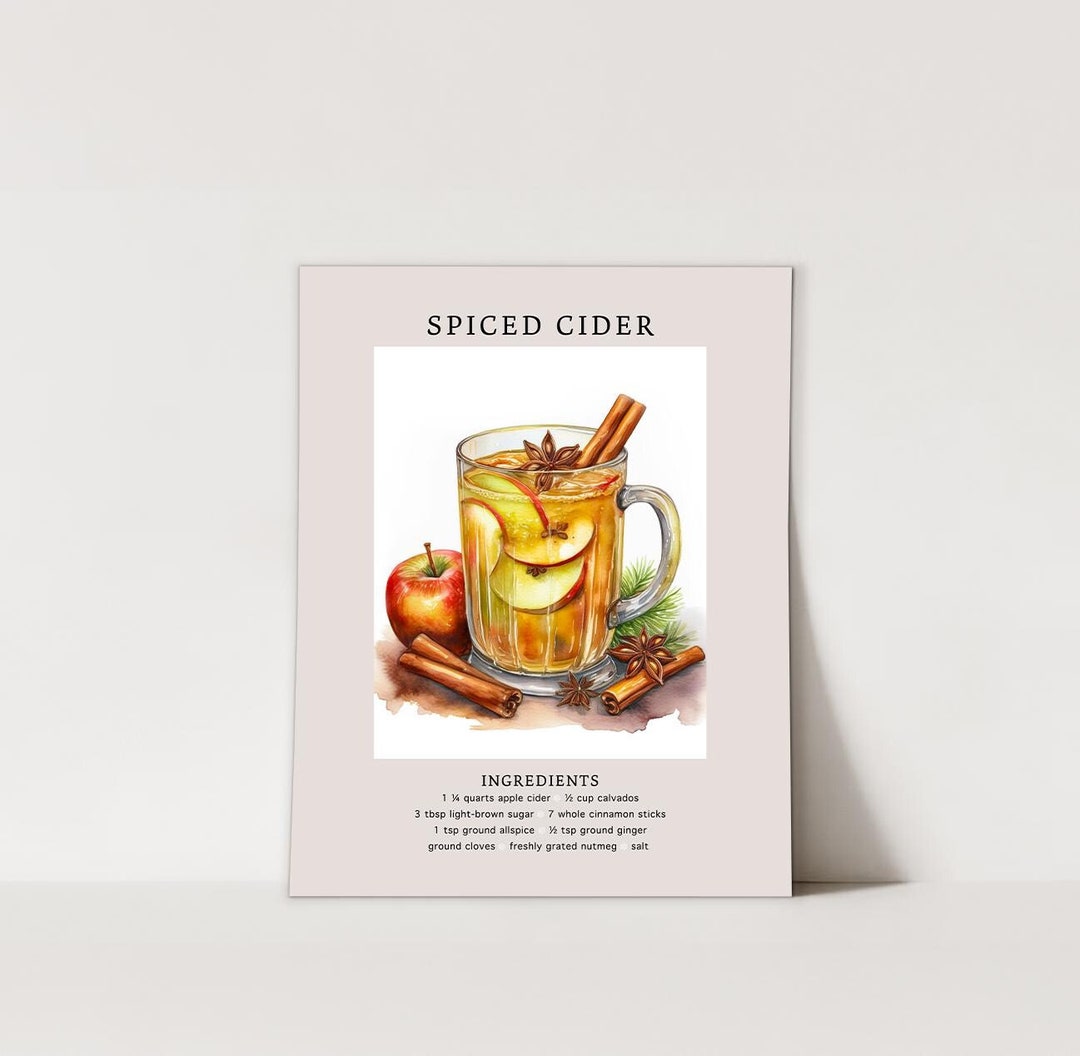 Spiced Cider Signature Cocktail Print Menu Holiday Bar Menu Apple Cider ...