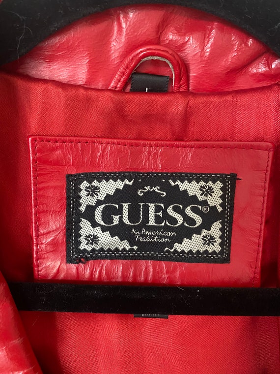 Rare Vintage Guess Red Leather Moto Jacket - Gem