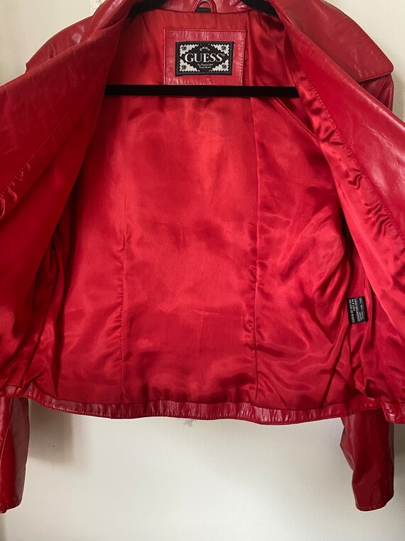 Rare Vintage Guess Red Leather Moto Jacket - Gem