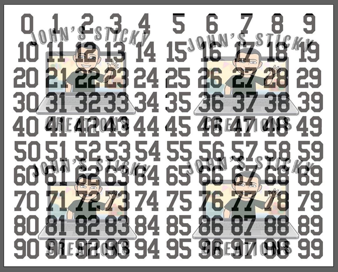 Custom Sports Block Numbers 0 to 99 DIGITAL FILE - Etsy