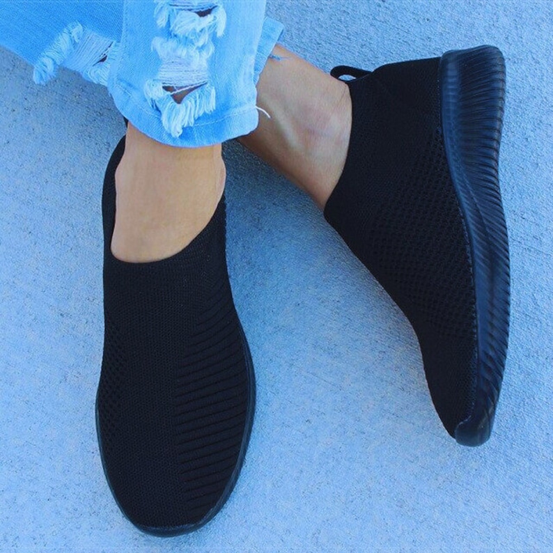 Women Flat Slip Shoes Women Lightweight Sneakers Flat Shoes Running ...