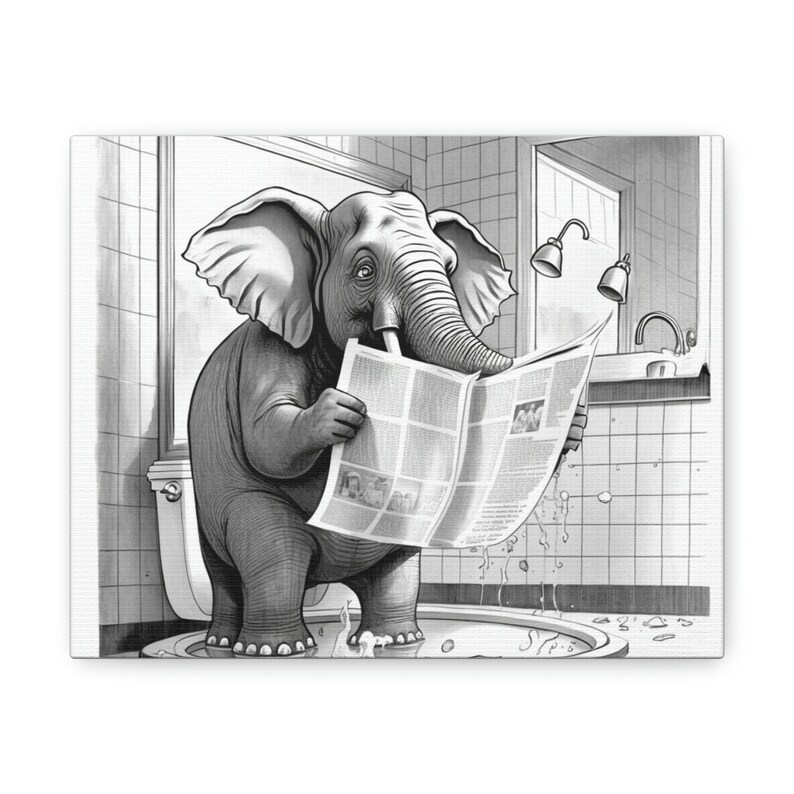 Elephant Bathroom Art, Cute Elephant Wall Art, Bathroom Wall Art ...
