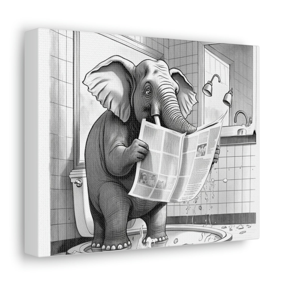 Elephant Bathroom Art, Cute Elephant Wall Art, Bathroom Wall Art ...