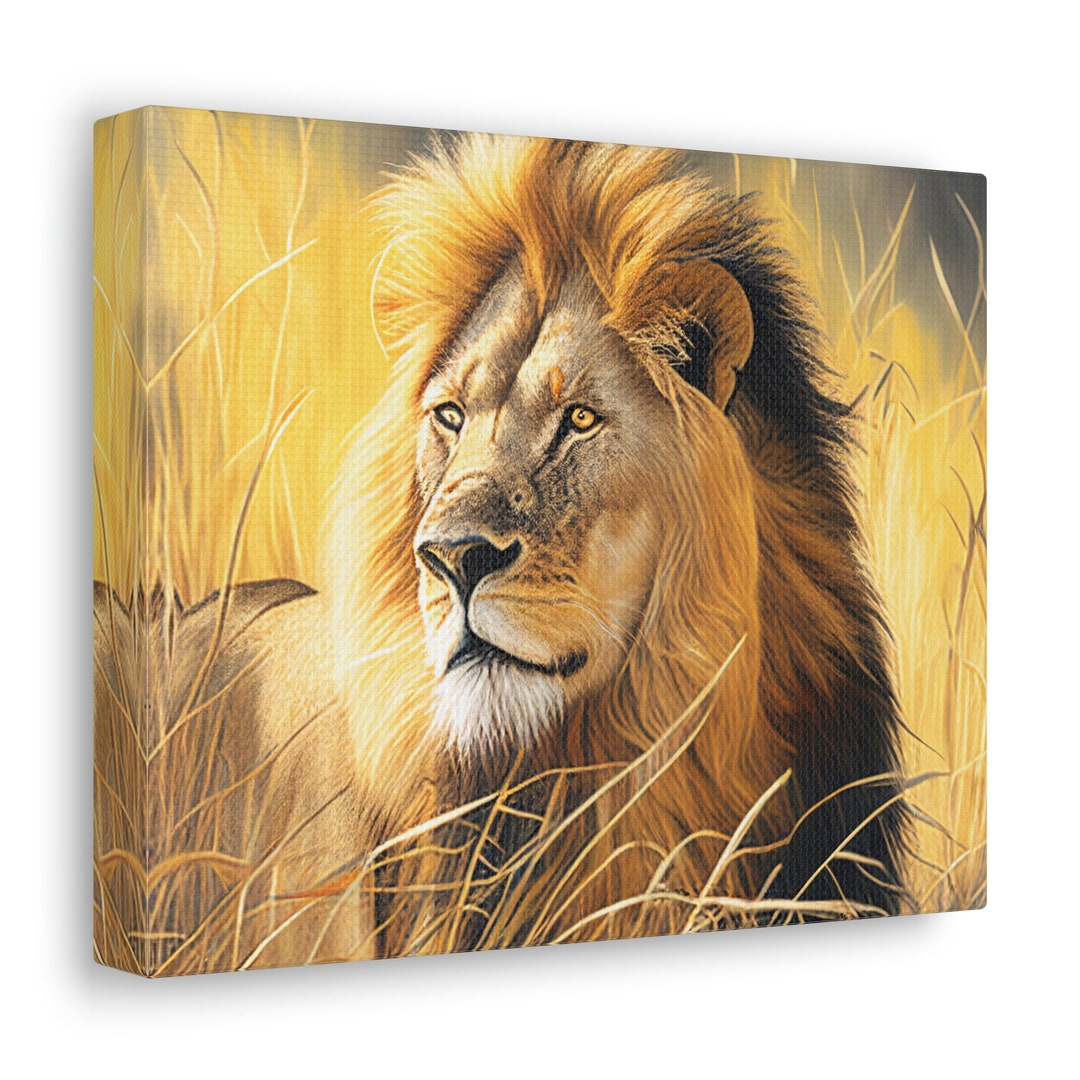 Lion Canvas, Animal Art, Lion Canvas Print Art, Home Room Decor, Lion ...
