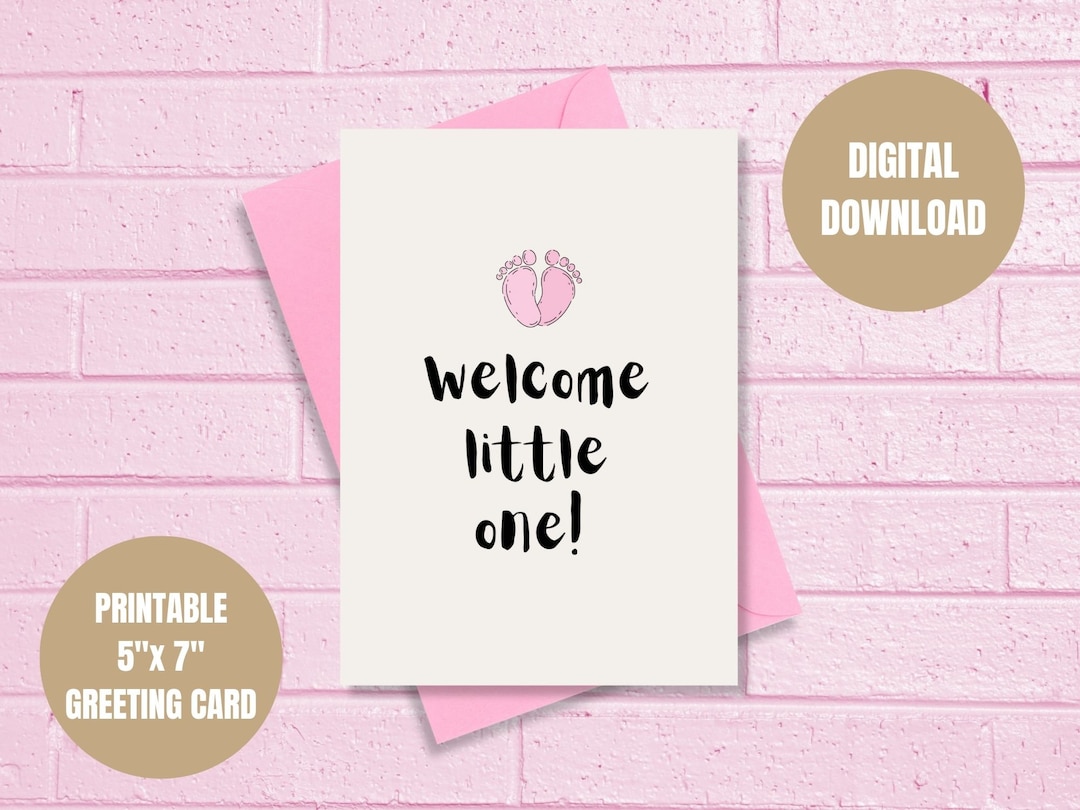 Welcome Little One Girl Themed Printable Card | Minimalist ...