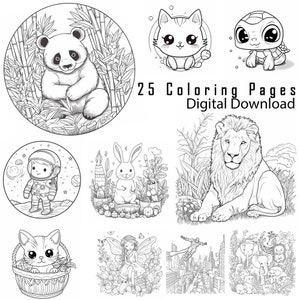 25 Coloring Bundle Page Printable Variety Animal Cute Coloring Pages ...