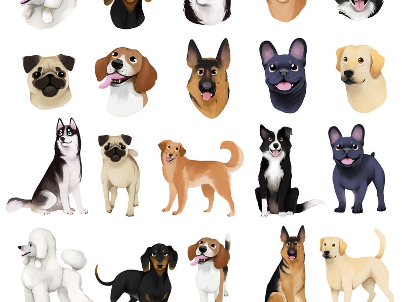 10 Dog Breeds Clipart Bundle Digital SVG & PNG Graphics for - Etsy