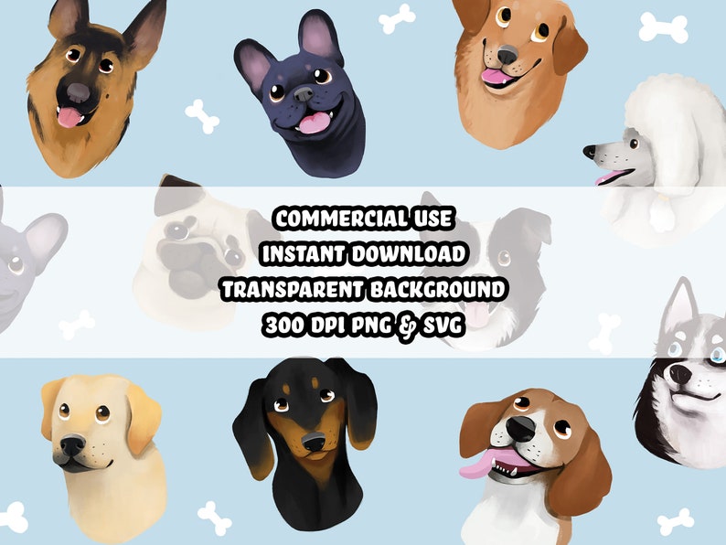 10 Dog Breeds Clipart Bundle Digital SVG & PNG Graphics for - Etsy