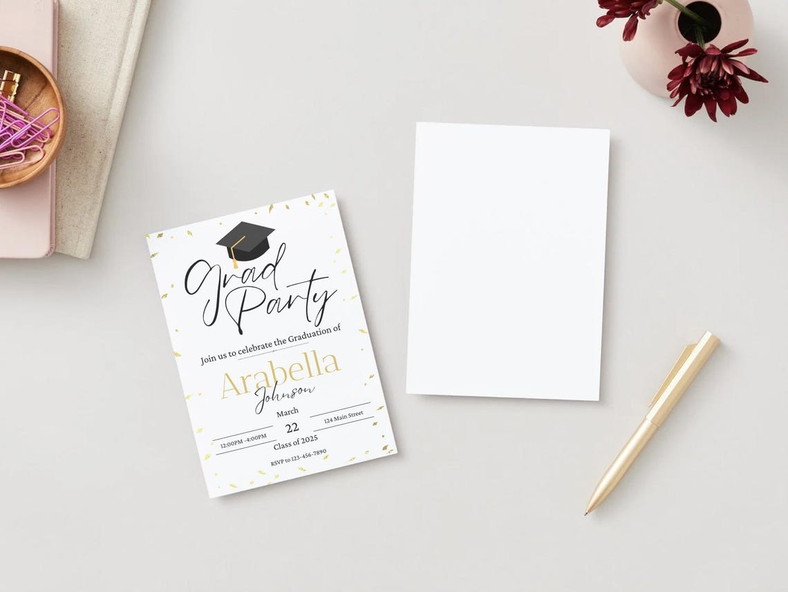 Editable Grad Party Invitation, 2025 Graduation Invites, Editable ...