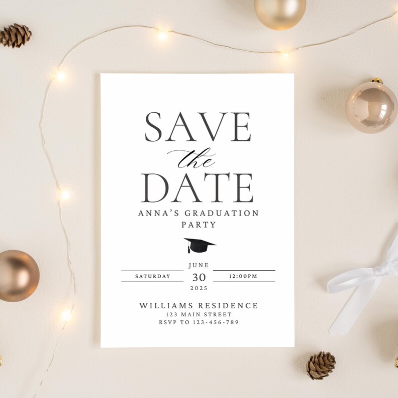 Editable Graduation Party Invitation | Class of 2025 Canva Template ...