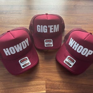 Whoop Puff Print Trucker Hat, Gigem Hats, Gig’em Cap, Texas A&M Caps - Etsy