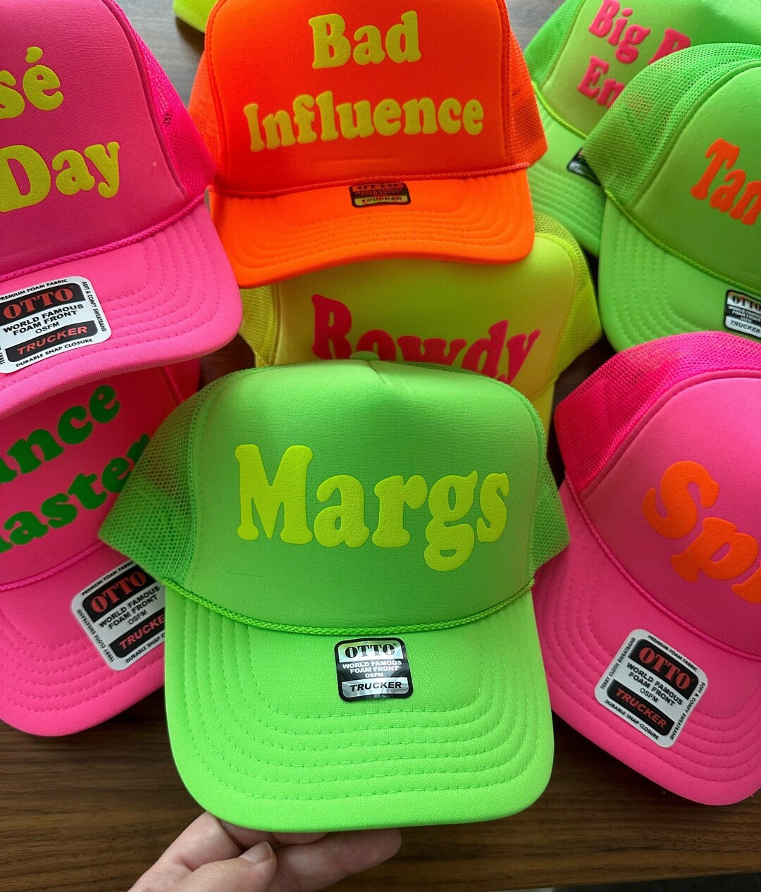 Margs Custom Trucker Hat, Rowdy Custom Trucker Hat, Custom Neon Trucker ...