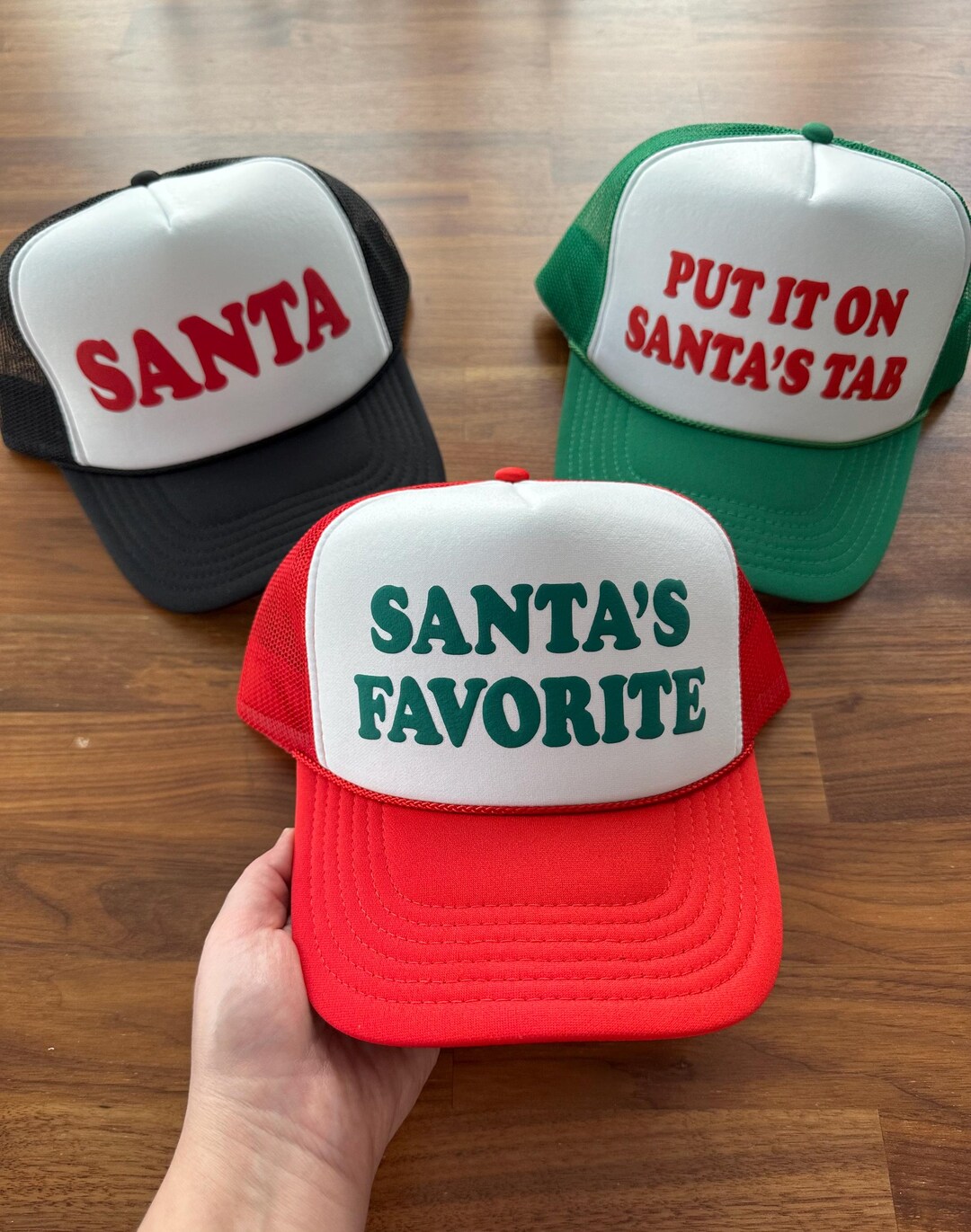 Put It on Santa’s Tab Hat, Santa’s Favorite Hat, Christmas Trucker Hat ...