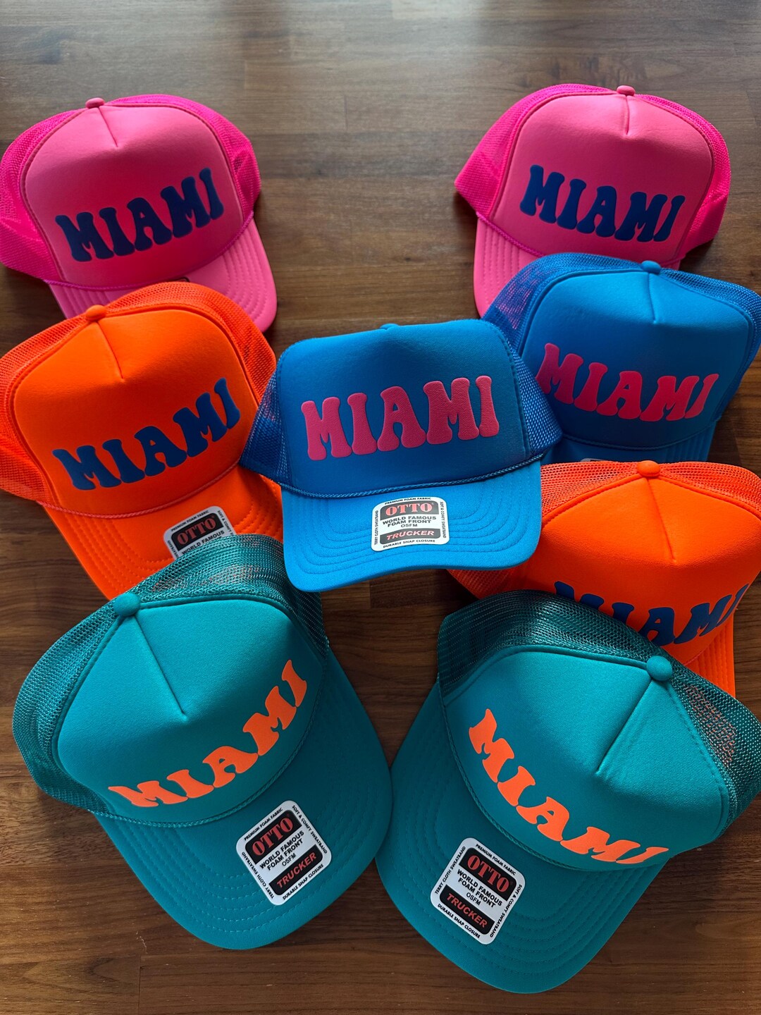 Miami Puff Print Trucker Hat, Miami Vacation Custom Hat, Girls Trip ...