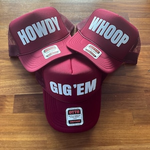 Whoop Puff Print Trucker Hat, Gigem Hats, Gig’em Cap, Texas A&M Caps - Etsy
