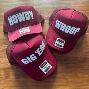 Whoop Puff Print Trucker Hat, Gigem Hats, Gig’em Cap, Texas A&M Caps - Etsy