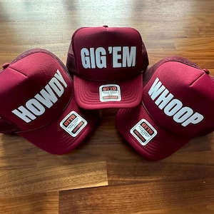 Whoop Puff Print Trucker Hat, Gigem Hats, Gig’em Cap, Texas A&M Caps - Etsy