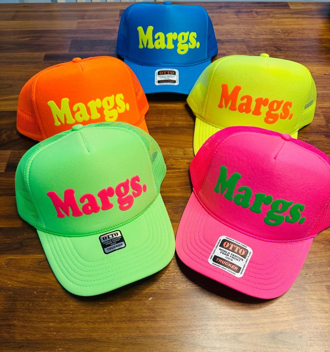 Margs Custom Trucker Hat, Rowdy Custom Trucker Hat, Custom Neon Trucker ...
