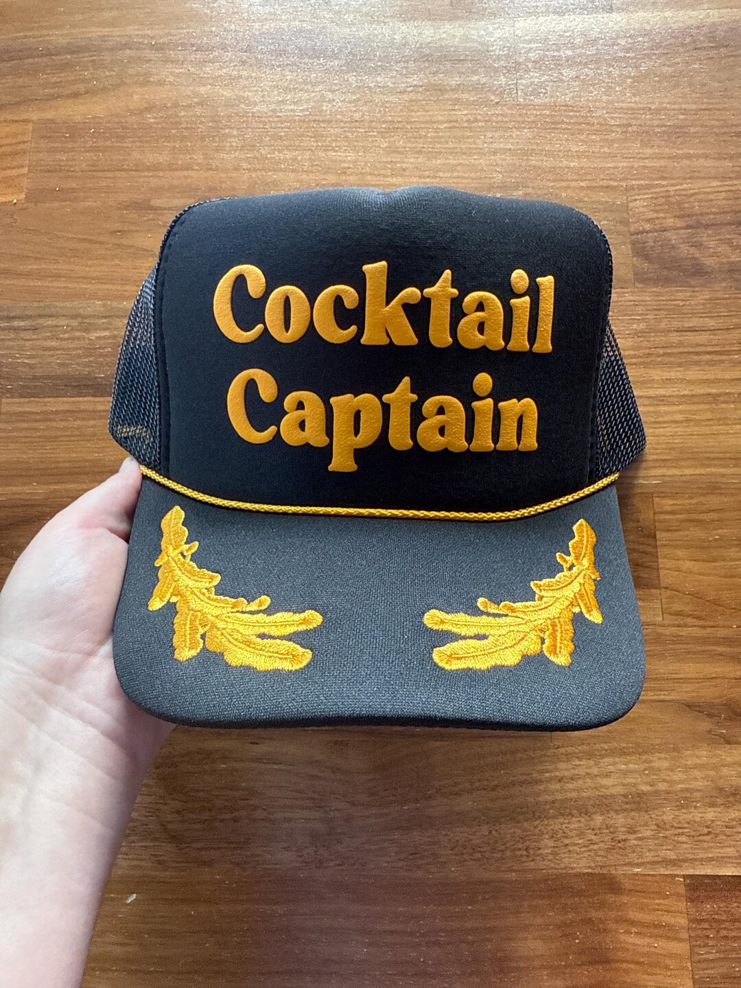 Cocktail Captain Custom Trucker Hat, Party Captain Puff Print Hats - Etsy