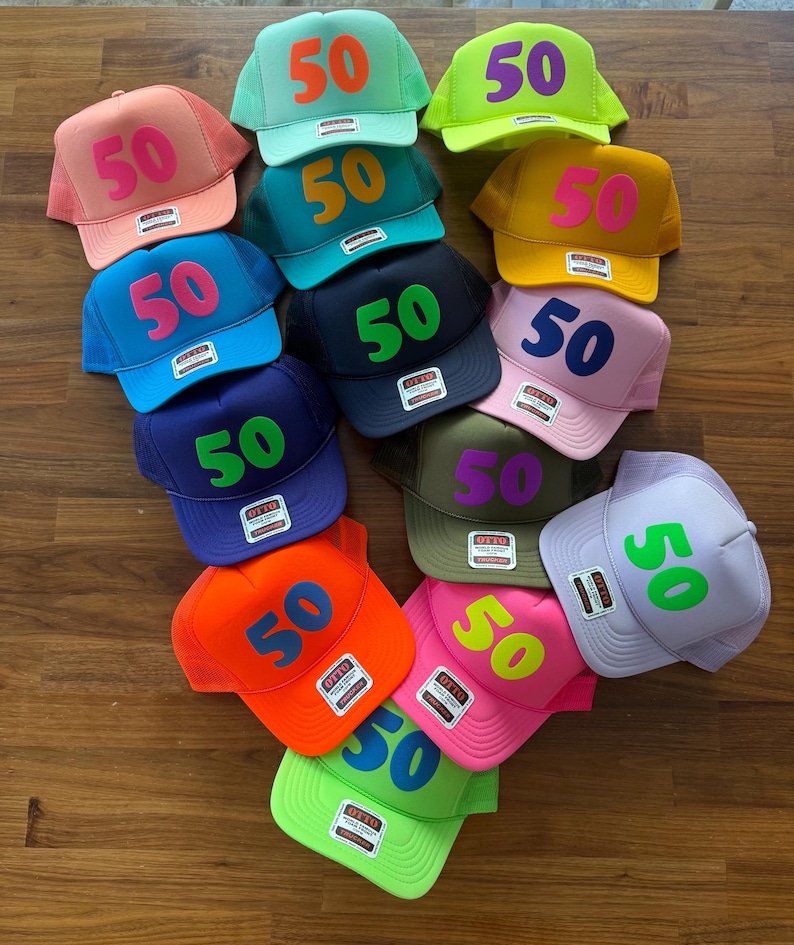 50th Birthday Trucker Hat, 50 Squad Party Trucker Hats - Etsy