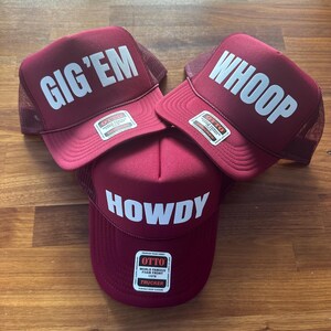 Whoop Puff Print Trucker Hat, Gigem Hats, Gig’em Cap, Texas A&M Caps - Etsy