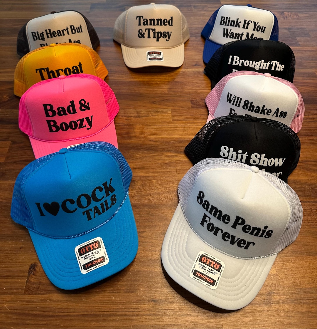 Bachelorette Party Trucker Hats, Custom Puff Print Bridal Shower Hats ...