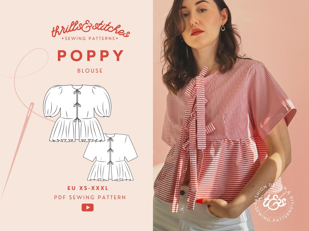Poppy 2-in-1 Peplum Blouse Beginner Digital PDF Sewing Pattern - Etsy