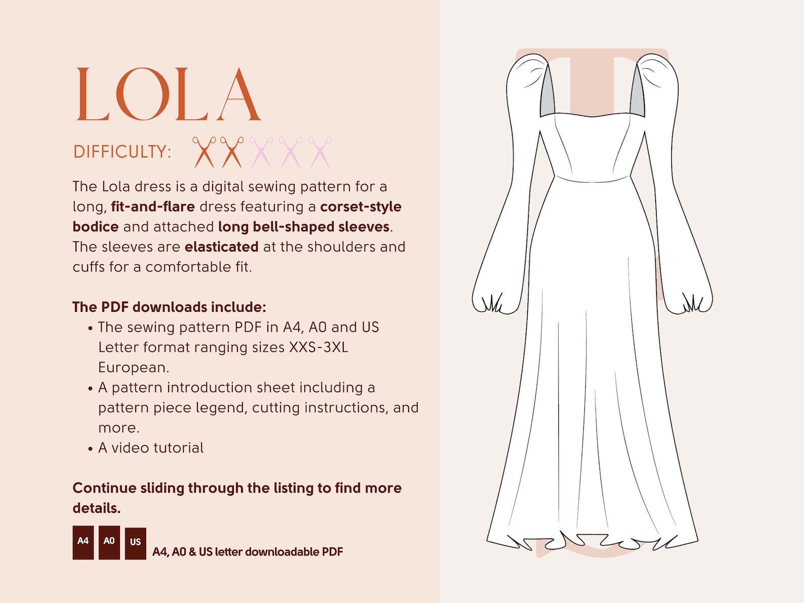 Lola Perfect Fit and Flare Midi Dress With Square Neckline PDF Sewing ...