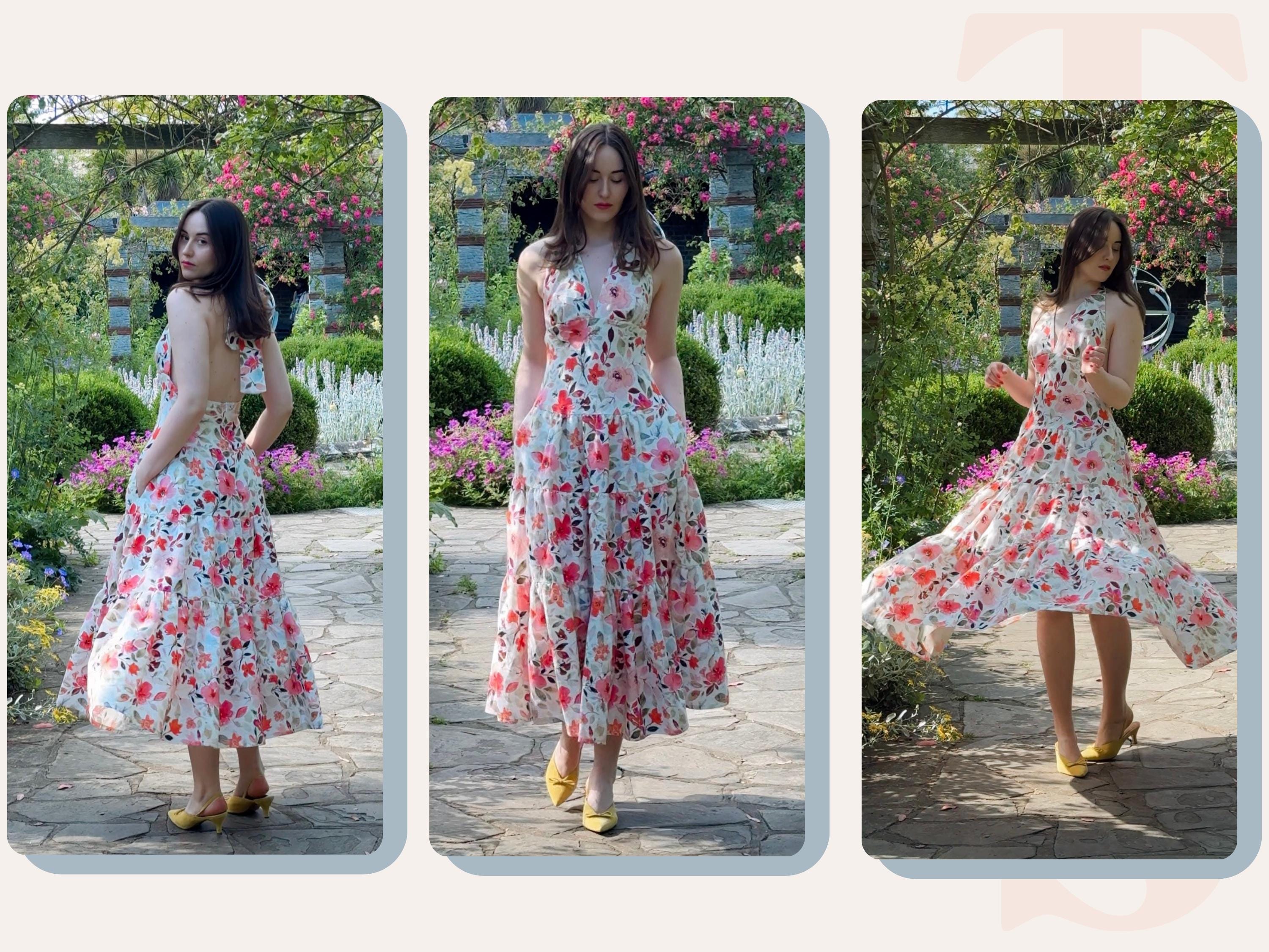 Kylie Neck Halter Summer Dress With Tiered Skirt | Digital PDF Sewing ...