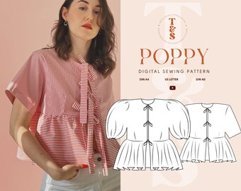 Syd Tie Top PDF Sewing Pattern Size Inclusive 0-34 Beginner Friendly ...