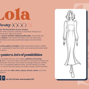 Lola Perfect Fit and Flare Midi Dress With Square Neckline PDF Sewing ...