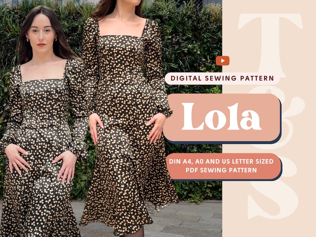 Lola Perfect Fit and Flare Midi Dress With Square Neckline PDF Sewing ...