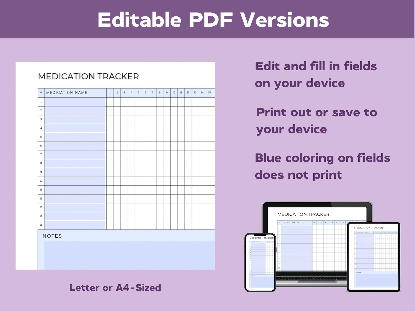 Medication Tracker Printable Template, Medication Log, Simple Medicine ...