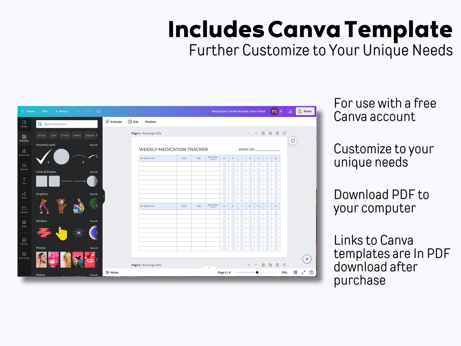 Medication Log Printable Medication Tracker Minimalist, Daily ...