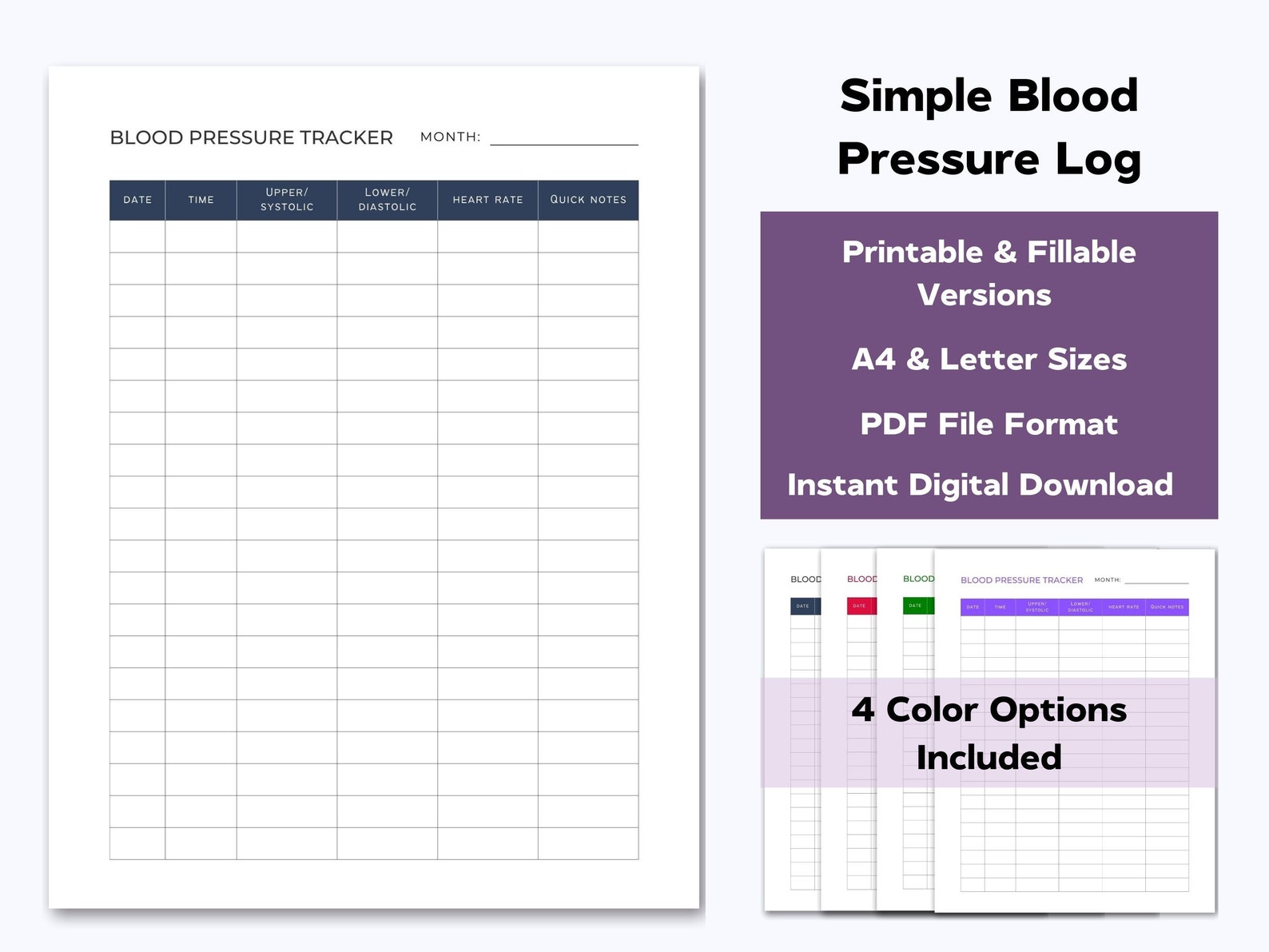 Blood Pressure Log Printable Template, Editable Blood Pressure Chart ...