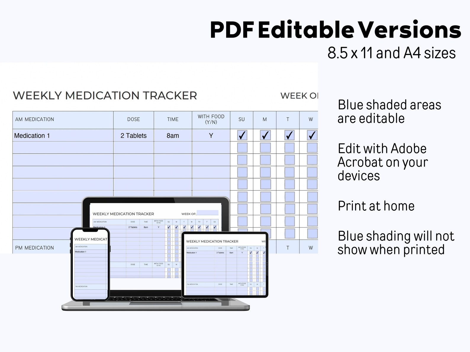 Medication Log Printable Medication Tracker Minimalist, Daily ...