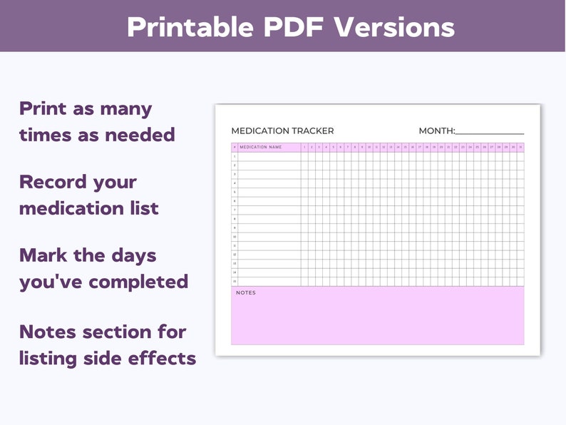 Medication Tracker Printable Template, Medication Log, Simple Medicine ...