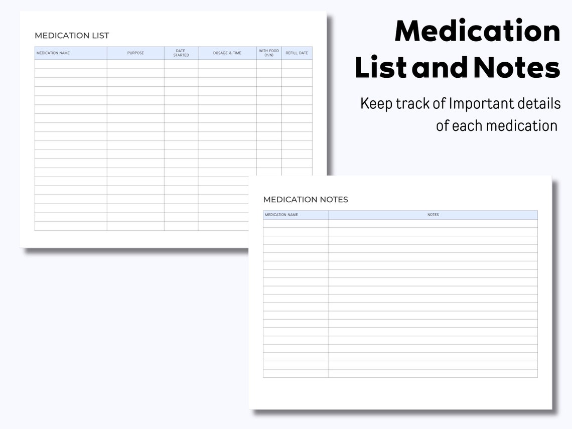 Medication Log Printable Medication Tracker Minimalist, Daily ...