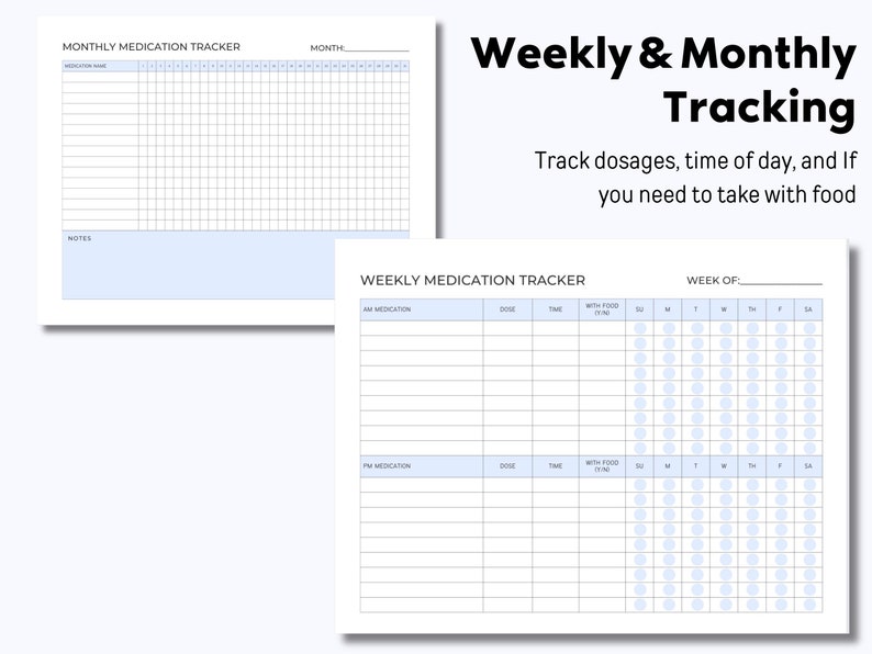 Medication Log Printable Medication Tracker Minimalist, Daily ...