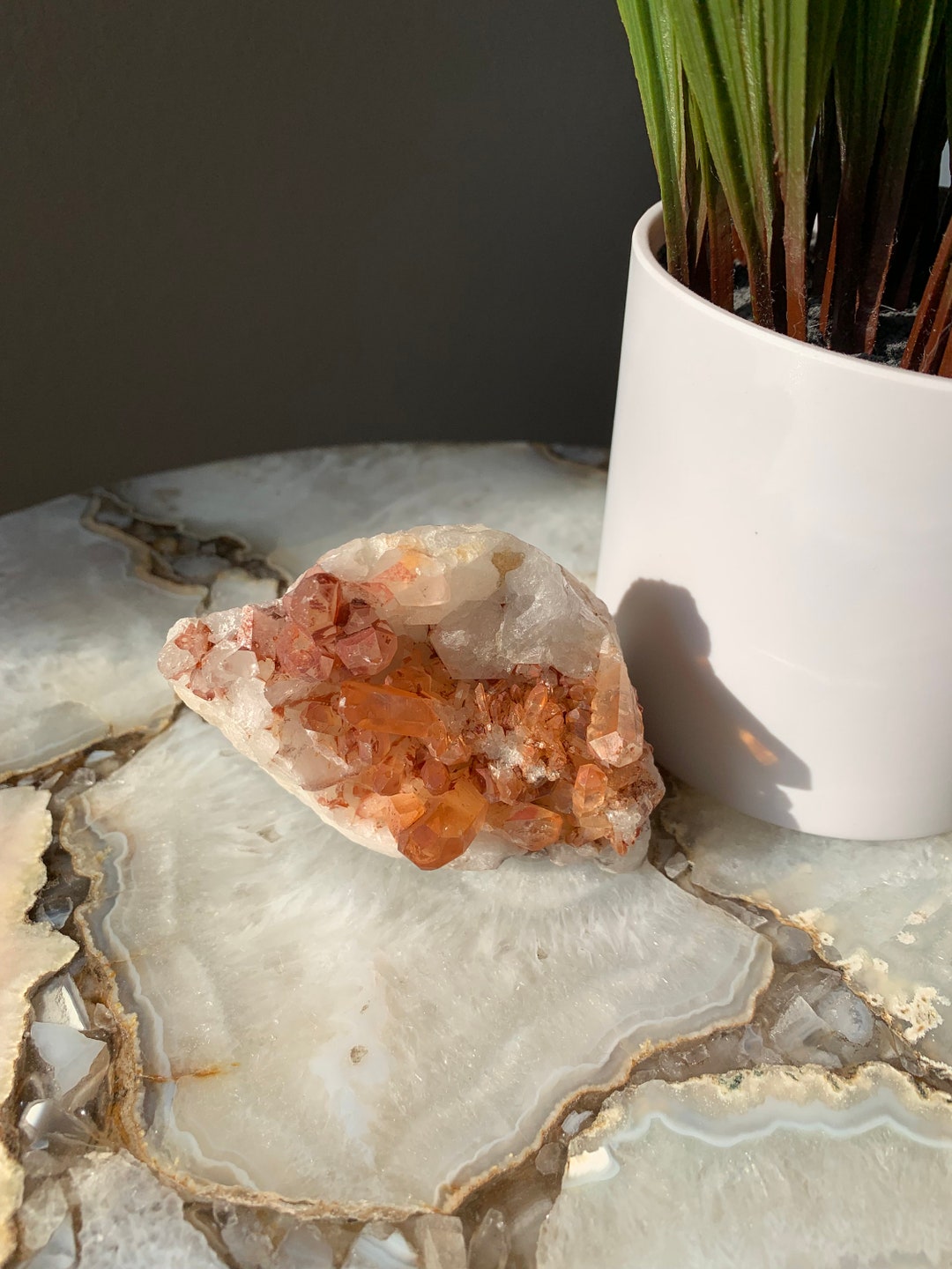 Tangerine Quartz Cluster - Red Lemurian Quartz - Rare Red Orange Quartz ...