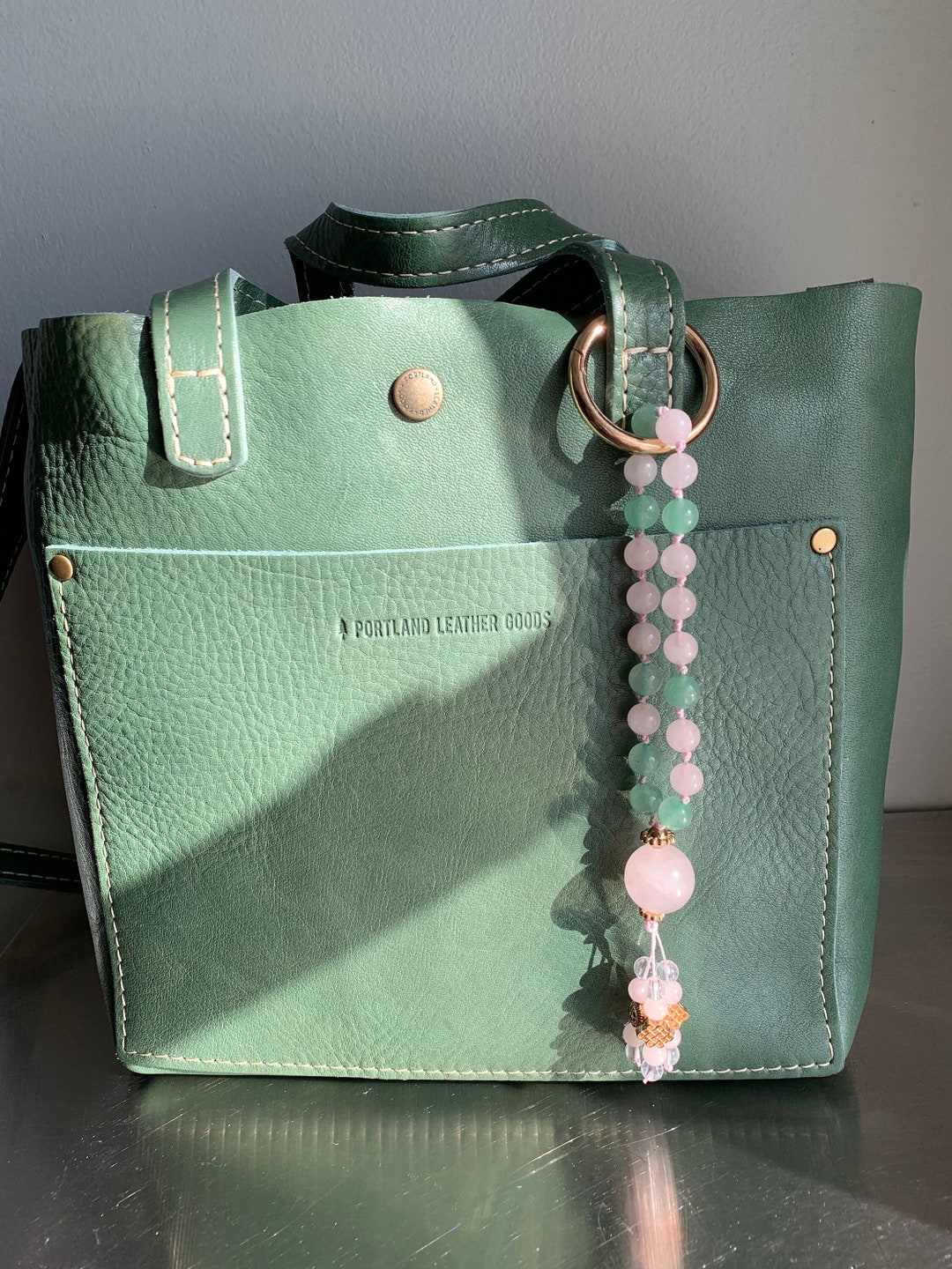 Purse Flair Rose Quartz & Green Aventurine Purse Charm Rearview Mirror ...