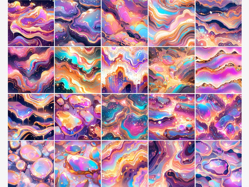 Holographic Oil Slick Printable Pattern Papers Seamless - Etsy